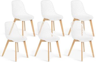 IDMarket Idmarket - Lot de 6 chaises mandy blanches pour salle à manger