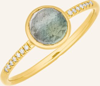 Leaf Ring Labradorit Aus 14 Karat Gelbgold Mit Diamanten gold