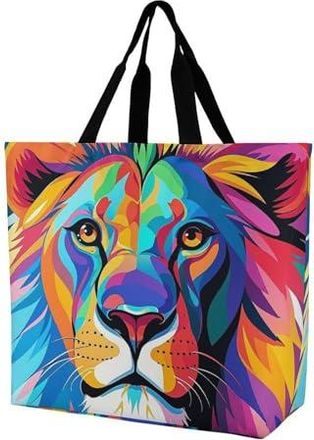 Generic Lion Color&eacute; Sac A Main Femme D&eacute;contract&eacute; Tote Bag R&eacute;utilisable Sac Cabas Pour Universit&eacute; Shopping Voyage