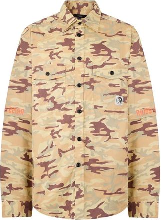 Diesel Homme, Chemises, Beige, Taille: XL Camouflage Long-Sleeve Shirt
