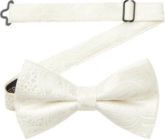 Hisdern Noeud Papillon Blanc Homme Pré-noué Réglable Formel Paisley Noeud Papillon de Smoking pour Mariage Fête