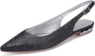 Generic Chaussures De Mariage Femmes Bout Pointu Mari&eacute;e Plates Et&eacute; Plate Mariage Soir&eacute;e Chaussures Ballerines 1.8Cm,Noir,43 EU