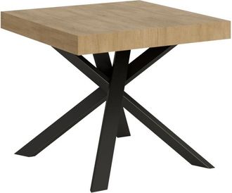 Itamoby Ausziehbarer Tisch 90 x 90/194 cm. Platte aus Natureiche Clerk - Beine in Anthrazit