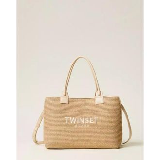 Twinset Femme, Sacs, Beige, Taille: ONE Size Sac shopping effet raphia