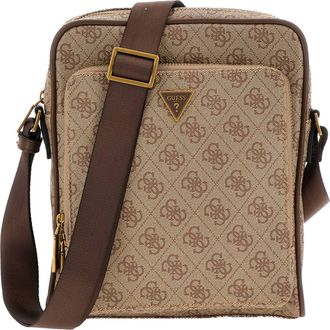 Guess Milano Top Zip Xbody With Front Pocket Beige/Brown