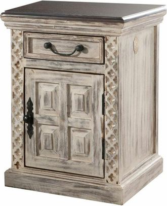 Massivmoebel24 Nachttisch Mango / Akazie 45x40x60 weiß gewachst CASTLE-ANTIK 259