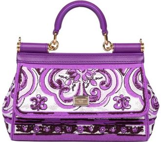 Dolce & Gabbana Crossbody Bags - Sicily Small Bag With Maiolica Embroidery - Gr. unisize - in Lila - f&uuml;r Damen