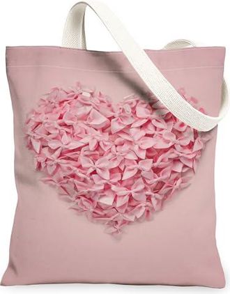 Generic Sacs fourre-tout en toile motif floral coeur, sacs d&eacute;picerie r&eacute;utilisables, sacs d&eacute;picerie r&eacute;utilisables, l&eacute;gers et lavables, &eacute;paule S, p&ecirc;che, 13x15 I