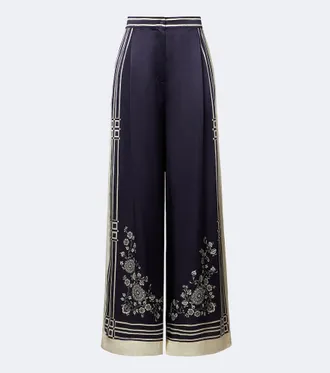 Alemais Al&eacute;mais Pantalon ample Banderra en satin de soie