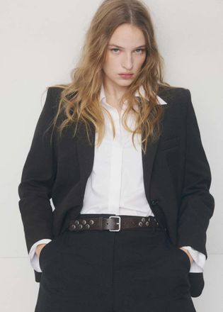 Mango Ceinture clout&eacute;e chocolat - Femme - S - MANGO