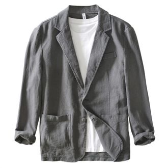 ICEGREY Sakko Herren Baumwoll Leinen Regular Fit Schalkragen Anzugjacke 2 Knopf Jacke f&uuml;r Hochzeit Freizeit, Grey, XXL