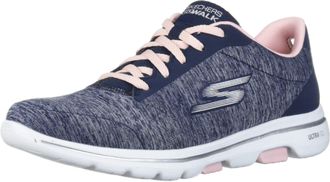 Skechers Damen GO Walk 5-True Sneaker, Navy/Pink, 35.5 EU