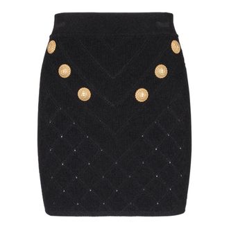Balmain 6-Button Strickrock - - Skirts - Damen - Schwarzk - S