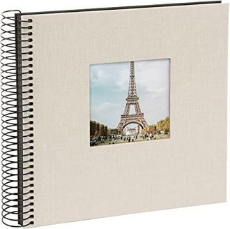 Goldbuch 12723 Spiralalbum mit Bildausschnitt, Bella Vista, Foto Album 20 x 20 cm, Fotoalbum mit 40 schwarze Seiten, Erinnerungsalbum aus Leinen, Fotobuch Sand