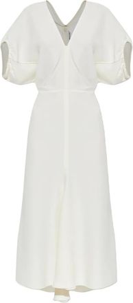 Victoria Beckham robe fronc&eacute;e &agrave; manches courtes - Tons neutres