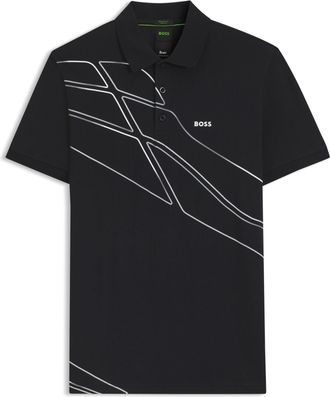 BOSS Herren Paddy 3 IN Paddy Poloshirt aus Baumwoll-Mix mit Artwork Dunkelblau402 XXXL