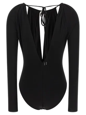 Marine Serre Cut-Out Stretch Viscose Bodysuit - Black