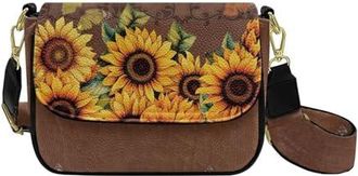 Hugs Idea Sac à main à bandoulière en cuir pour femme, sac à main tendance pour téléphone portable, tournesol, Taille unique