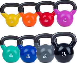 Sport-Thieme Kettlebell Vinyl | Kugelhantel, Gewichtskugel aus Gusseisen mit Soft-Vinyloberfläche | In acht Gewichtsvarianten: 4-24 kg | Markenqualität