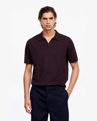 Arket Poloshirt Aus Baumwoll-Leinen -Rot