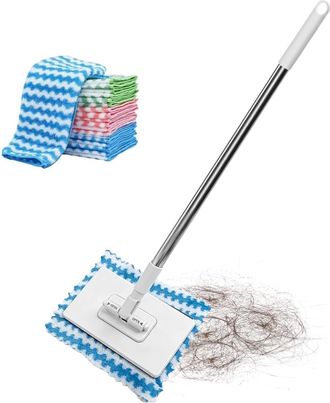 Generic Flacher Mopp - mit Flach- und Waschbaren Wischt&uuml;cher,Boden-Mopp Mit Waschbaren Pads | F&uuml;r Haushalt Schlafzimmer Badezimmer Wohnzimmer Marmorfliesen La