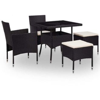 vidaXL Ensemble &agrave; manger dext&eacute;rieur 5pcs Noir R&eacute;sine tress&eacute;e et verre Vidaxl