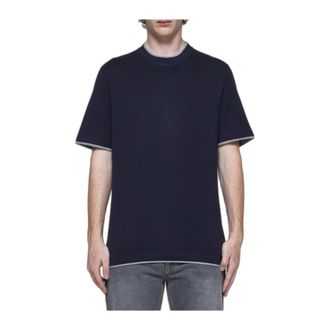 Brunello Cucinelli T-shirt &agrave; double &eacute;paisseur - Homme - Tops - Bleu - Taille: 2XL
