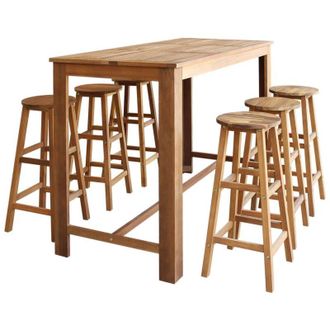 vidaXL Table et tabourets de bar 7 pcs Bois dacacia massif Vidaxl
