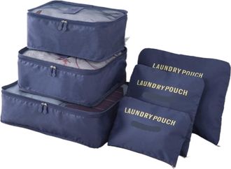 Generic 6 St&uuml;ck Reise-Aufbewahrungs-Organizer, tragbarer Koffer for Damen, Kleidung, Schuhe, Make-up-Tasche, Gep&auml;ck(Navy Blue)