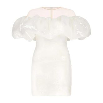 DAVID KOMA Paillettenbesetztes R&uuml;schenkleid - - Dresses - Damen - Wei&szlig; - S