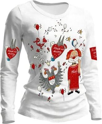 Generico Confettis en forme de coeur - T-shirt de carnaval pour femme &agrave; manches longues - Confettis en forme de coeur, U blanc, 3XL