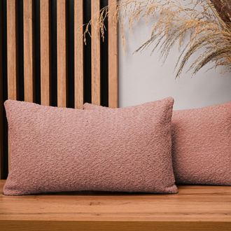 MG Design 2er Set Kissenbezüge 30 x 50 cm in Rosa - mit Reißverschluss, fein gewebt mit Chenille-Haptik, pflegeleich