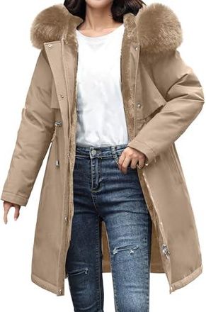 Generic Manteaux dhiver pour femme avec capuche - Parka longue en polaire - Doudoune rembourr&eacute;e &agrave; capuche - Imperm&eacute;able - &Eacute;pais - Fermeture &eacute;clair - Avec poch