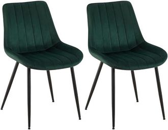 Clp Lot De 2 Chaises De Salle A Manger Rahden en Velours I Chaise avec Surface Dassise Matelassée Pieds en Metal, Couleur:Vert