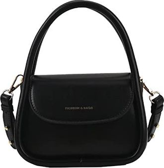 Generic Petit sac à main et sac à main en cuir avec poignée sur le dessus - Sac à main tendance - Mini sac à bandoulière mignon pour femme, Noir, Small