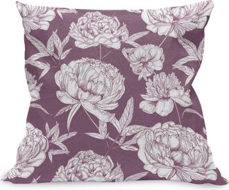 Abakuhaus Pfingstrose Kissenbezug, Rhythmisches Muster von Blumen Gravur Vintage Look Skizze Schönen Druck, Kissenhülle mit Reißverschluss Beidseitiger Druck, 4