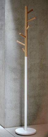 Jan Kurtz Garderobenst&auml;nder Kent, Buche Natur/Stahlrohr wei&szlig; 182 cm hoch, Rohr:? 38 mm, Fu&szlig;:? 32 cm