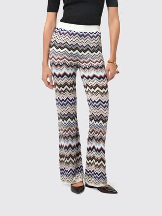Missoni Pantalon slim en maille &agrave; taille haute avec motif zig-zag multicolore