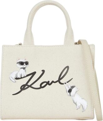 Karl Lagerfeld Femme, Sacs, Blanc, Taille: ONE Size Ikon Signature Choupette Tote Bag