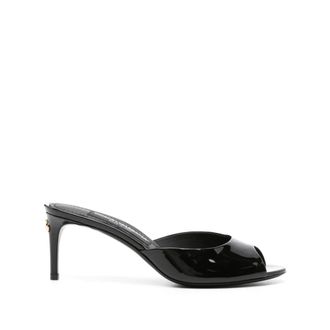 Dolce & Gabbana Femme, Chaussures, Noir, Taille: 37 1/2 EU Sandales noires en cuir avec talon moyen