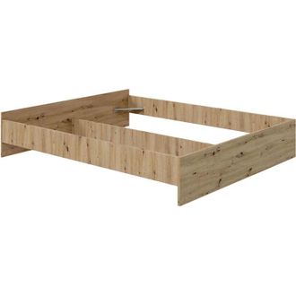 PEGANE Cadre de lit en bois coloris ch&ecirc;ne nordique - hauteur 39 x longueur 166 x profondeur 206 cm / couchage 160 x 200 cm