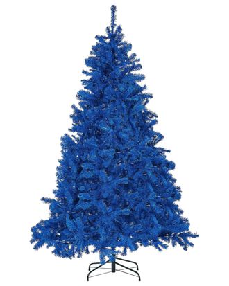 Beliani K&uuml;nstlicher Weihnachtsbaum mit St&auml;nder 210 cm blau Farnham