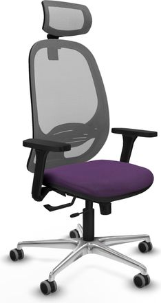 Piqueras y Crespo B&uuml;rostuhl mit 3D-Armen, h&ouml;henverstellbare Lendenwirbelst&uuml;tze und h&ouml;henverstellbares Kopfteil, Grau/Violett