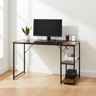 Furniture R Table de Dessin Moderne, 120 x 60cm, Etag&egrave;res Lat&eacute;rales Pratiques-2 Niveaux R&eacute;glage en Hauteur, Structure Solide, Plateau Patchwork en R&eacute;tro Marron et