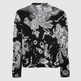 Alexander McQueen Mens Skull Intarsia Knit Sweater Black Met