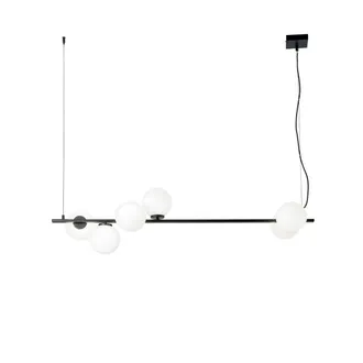 Luce-Ambiente-Design Enoire suspension in Black Metal with White Glass Diffusers 120 Cm