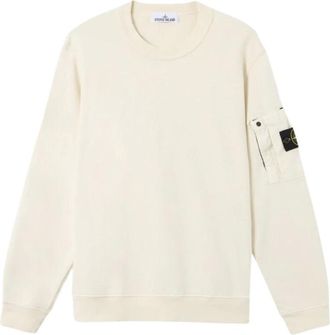 Stone Island Homme, Sweatshirts et sweats &agrave; capuche, Blanc, Taille: XL Logo SweaT-shirt