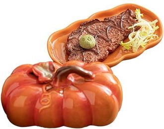 Generico Fontaine &agrave; beurre avec couvercle - R&eacute;cipient pour nourriture citrouille | Support rustique dessert et fromage avec couvercle pour f&ecirc;tes, th&egrave;me automne