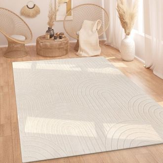 Paco Home Paco Home - Tapis Salon Chambre Adulte Poil Long Shaggy Scandinave Boho Arc-en-ciel Crème 240x340 cm