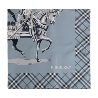 Burberry unisex, Accessoires, Bleu, Taille: ONE Size Foulard en soie &agrave; carreaux